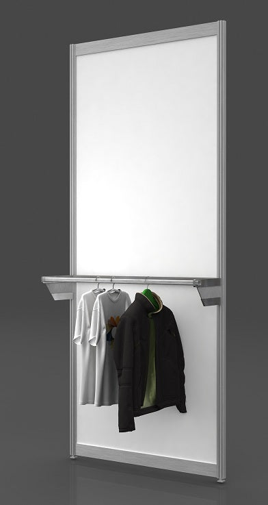 GARMENT HANGING RAIL (1mW x 300mmD, on brackets attached to the panel ...